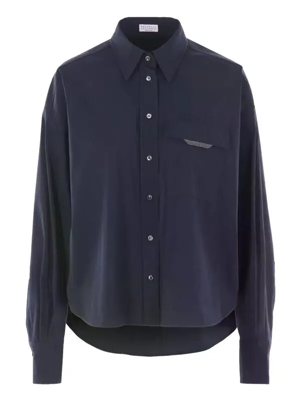 Brunello Cucinelli Embellished Pocket Shirt - Blue