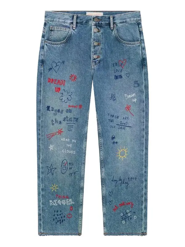Mira Mikati Painted Straight Leg Jeans - Blue