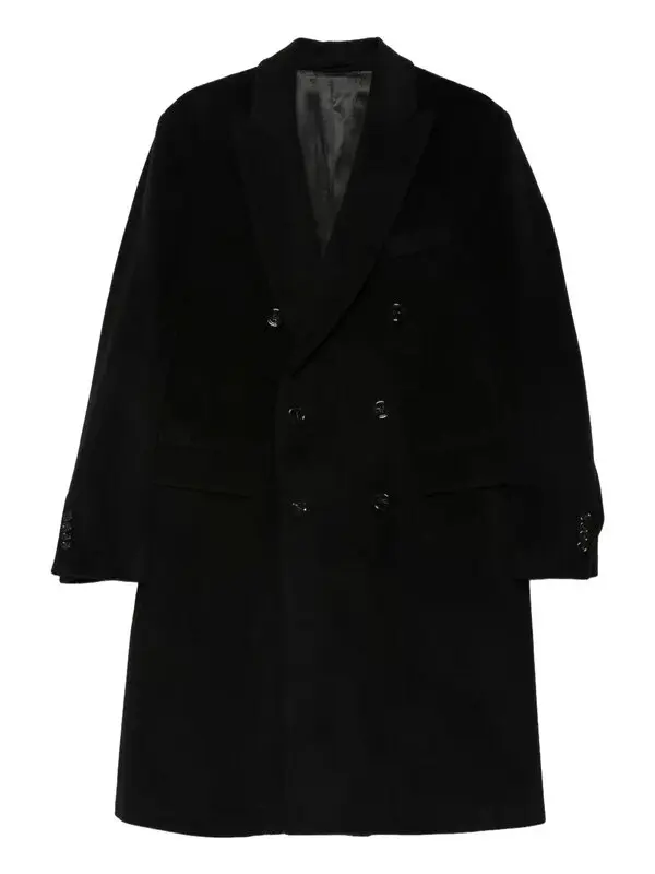 LARDINI Double-breasted Wool Coat - Black