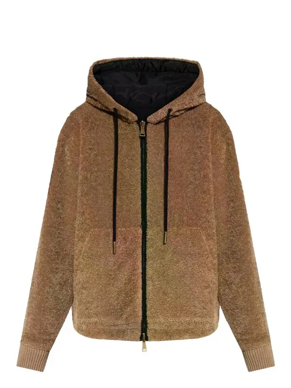 Moncler Hooded Teddy Fleece Jacket - Brown