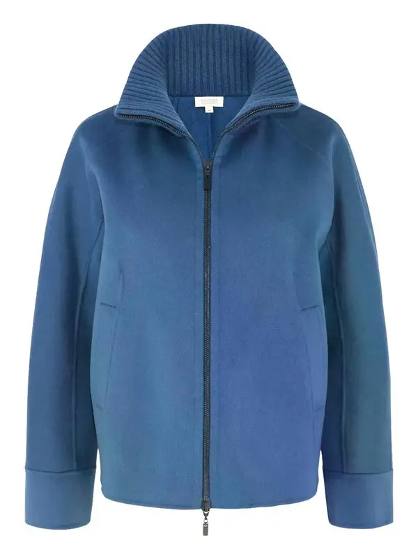 Kinross Cashmere Knit-trim Zip Jacket - Blue