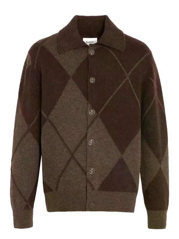 BARRIE Argyle Pattern Button Cardigan - Brown