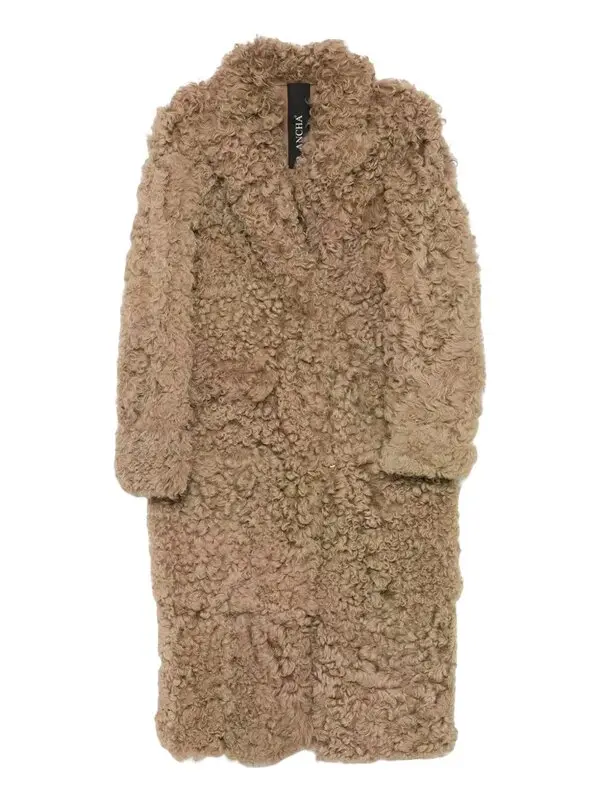BLANCHA Shearling Single-breasted Coat - Neutrals