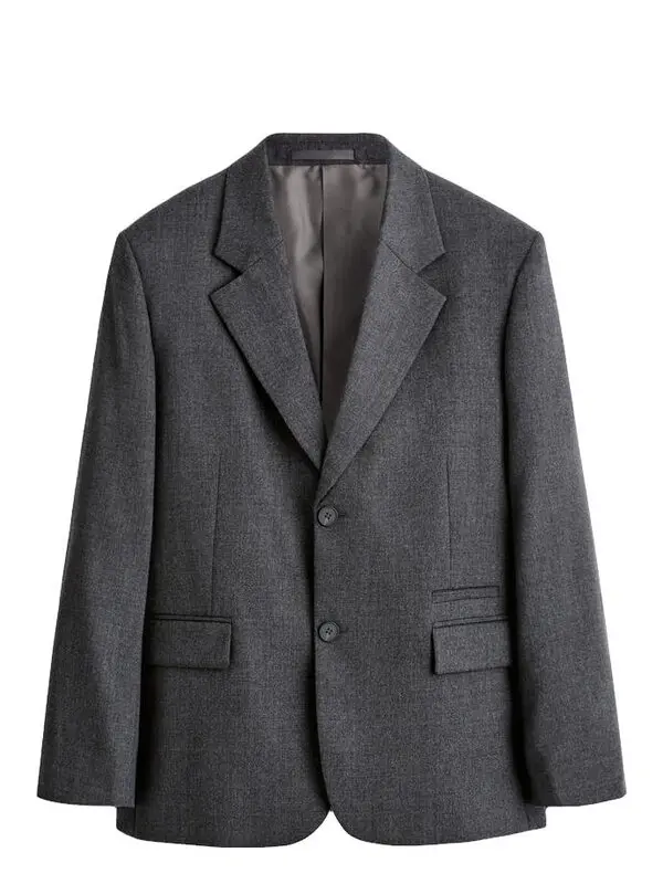 Cos Single-breasted Wool Blazer - Gray