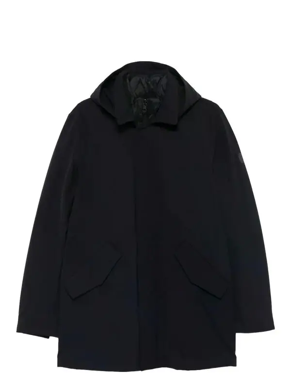 PEOPLE OF SHIBUYA Hooded Flap-pocket Coat - Black