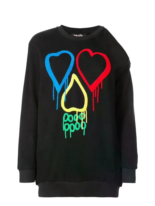 HACULLA. Graphic Print Cut-out Sweatshirt - Black