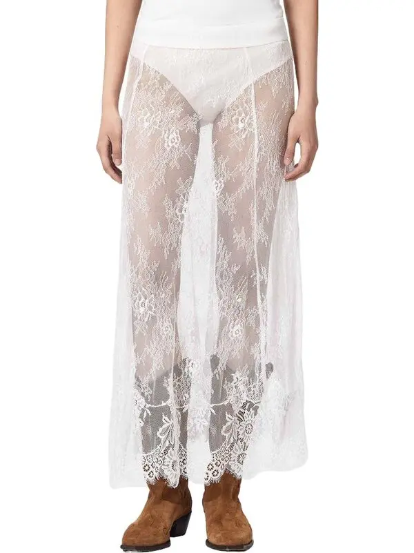 ALLSAINTS Arran Sheer Lace Maxi Skirt - Off White