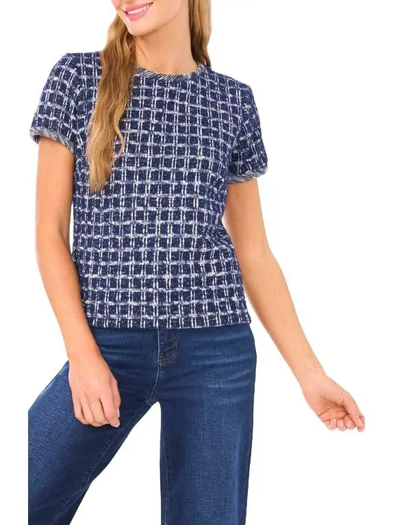 CECE DUPRAZ Metallic Tweed Top - Classic Navy