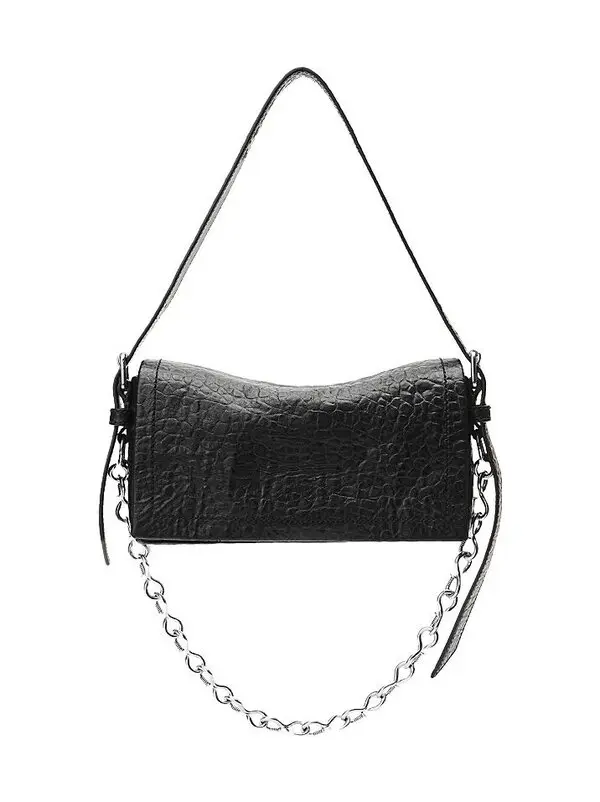 Alexander Wang Ricco Crushed Leather Flap Bag - Black