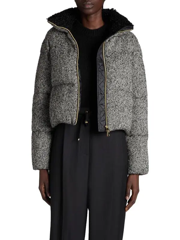 Moncler Brezesse Tweed Down Jacket - Black Check