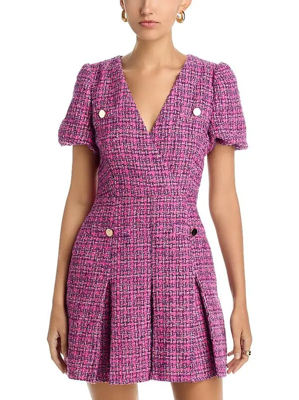AREA STARS Clover Tweed Dress - Pink Tweed
