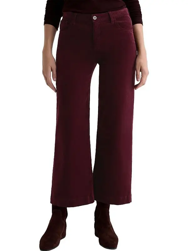 Ag Saige Corduroy Crop Wide Leg Jeans - Winery