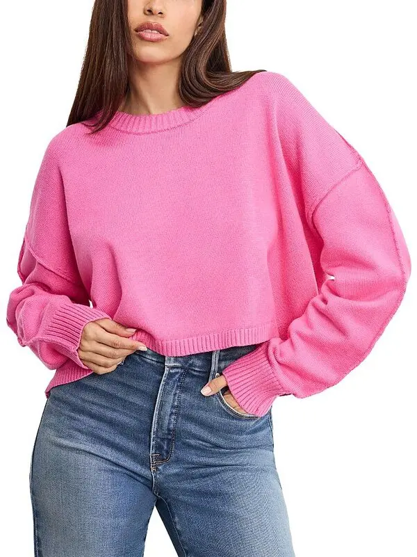 Good American Cropped Crewneck Sweatshirt - Bouquet
