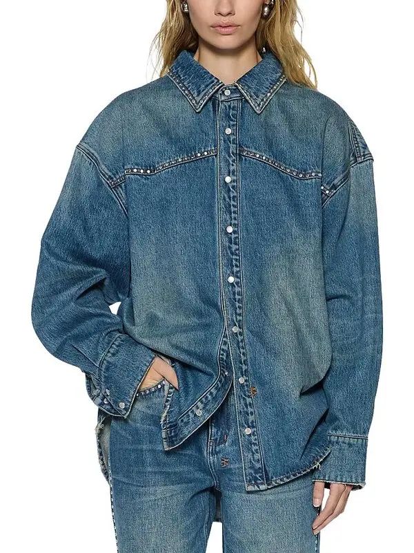 Ksubi Oversized Studded Shirt - Denim