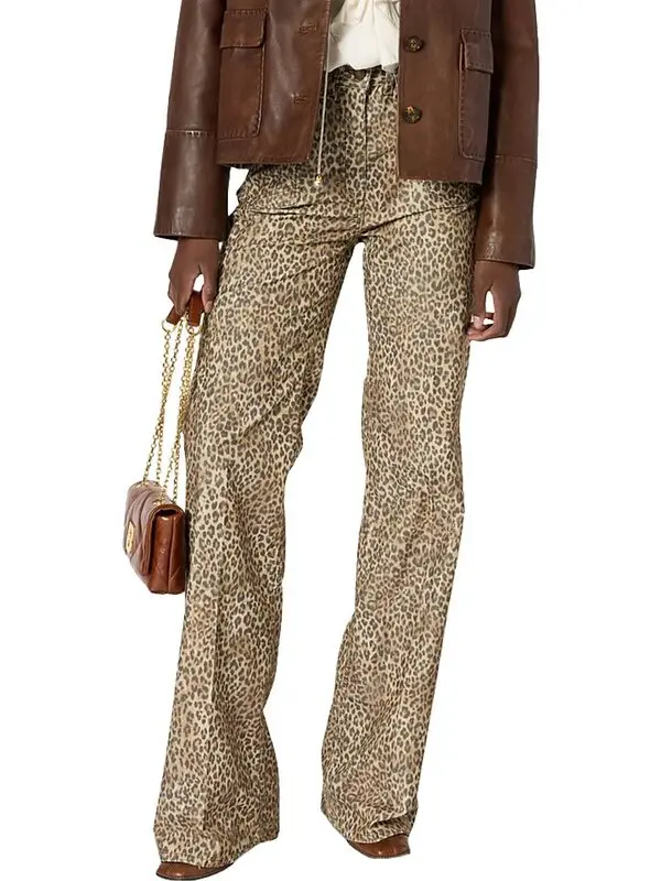 Gerard Darel Anna Leopard Flared Pants - Brown