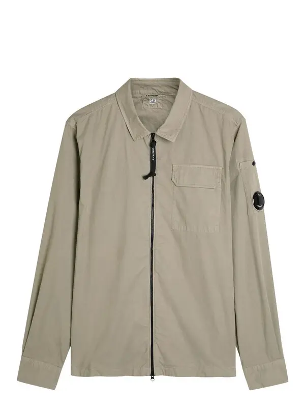 C.P. COMPANY Lens Cotton Gabardine Overshirt - Taupe