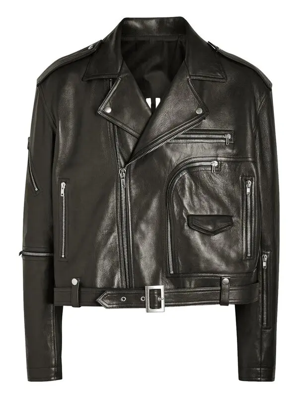 Rick Owens Jumbo Bauhaus Belted Leather Jacket - Black