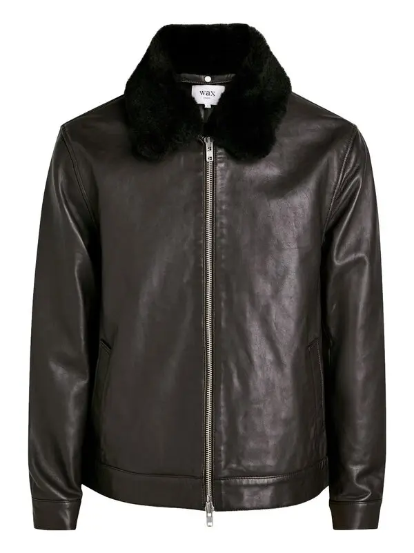 WAX LONDON Kendal Shearling-trimmed Leather Jacket - Brown