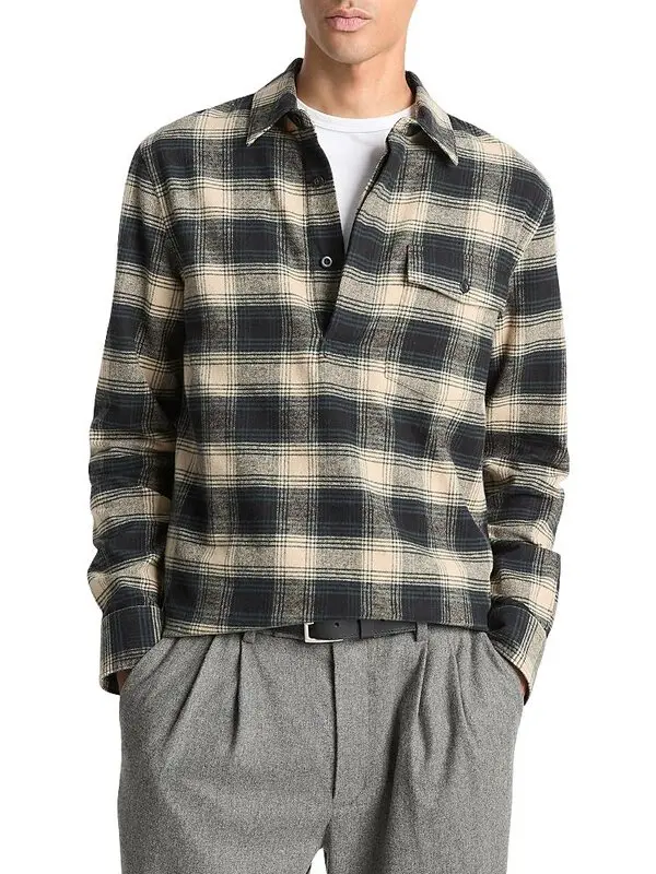 Vince Bowden Plaid Popover Shirt - Black Combo