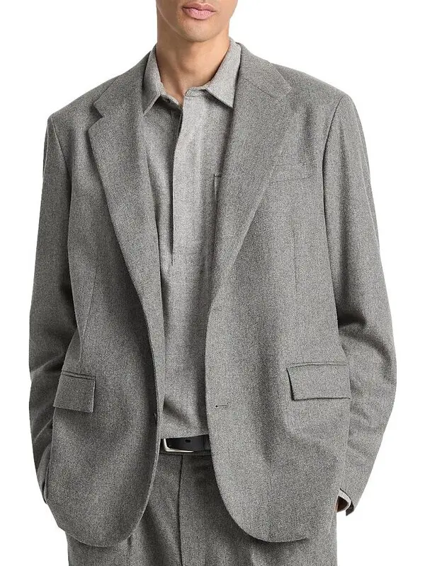 Vince Flannel Regular Fit Blazer - Medium Heather Gray
