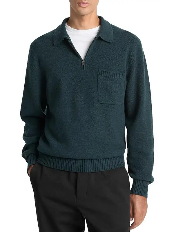 Vince Wool And Cashmere Long Sleeve Zip Polo - Country Racer