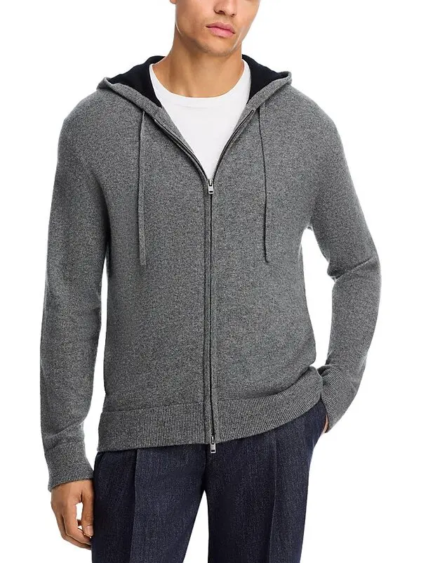 Vince Cashmere Zip Up Hoodie - Medium Heather Gray