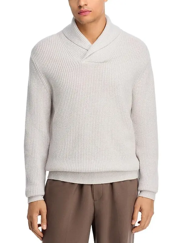 Vince Shaker Shawl Collar Sweater - Heather White