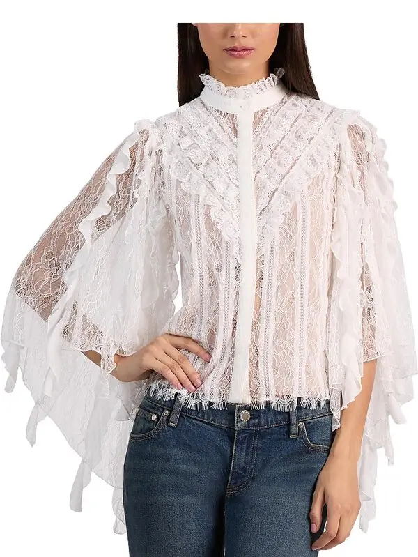 Alice + Olivia Rheba Mock Neck Top - Off White