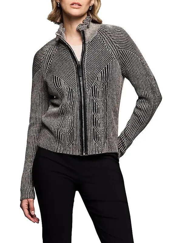 NIC+ZOE Engineered Zip Cardigan - Black Multi