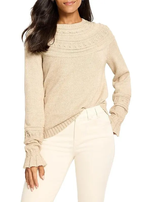 NIC+ZOE Textural Detail Raglan Sleeve Sweater - Taupe