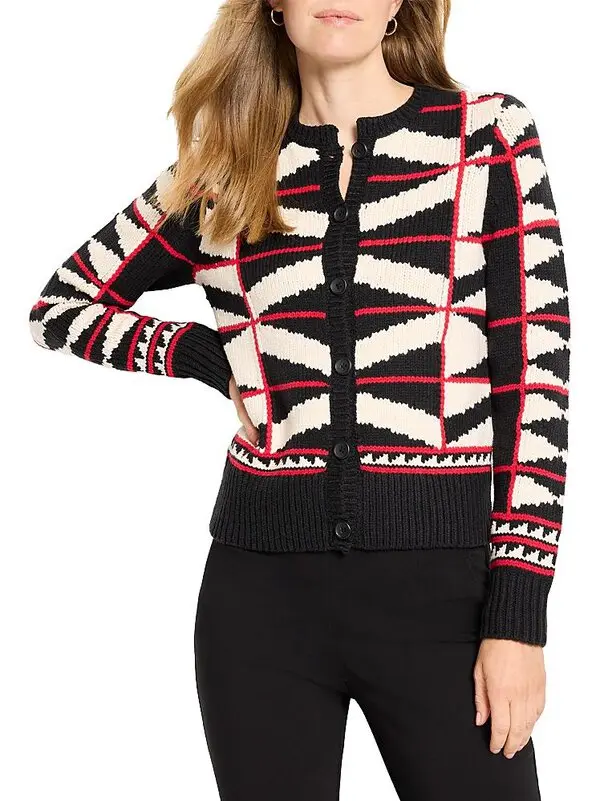 NIC+ZOE Scarlet Angles Knit Cardigan - Black Multi