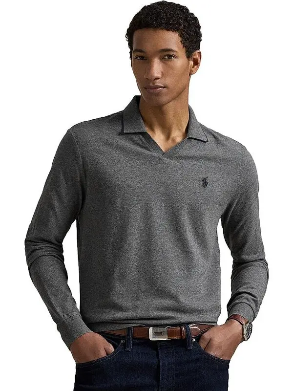 Polo Ralph Lauren Textured Jersey Polo Shirt - Fortress Grey