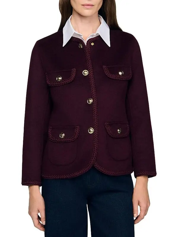 Sandro Double Faced Jacket - Bordeaux