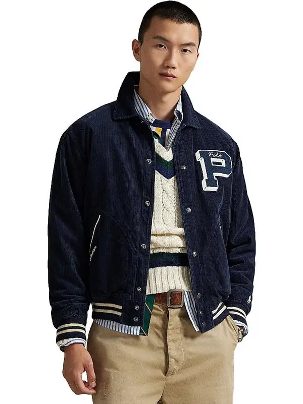 Polo Ralph Lauren Corduroy Letter Jacket - Aviator Navy