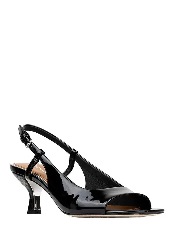 DONALD PLINER Grinn Leather Peep Toe Slingback Pumps - Black