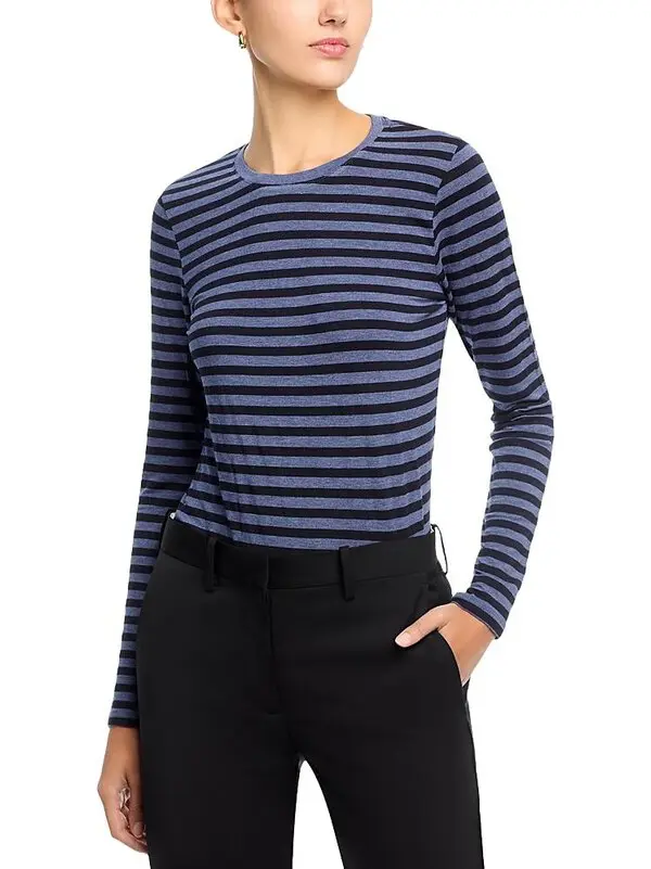 Majestic Filatures Striped Long Sleeve Tee - Denim/marine