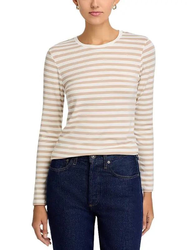 Majestic Filatures Striped Long Sleeve Tee - Milk/ficelle