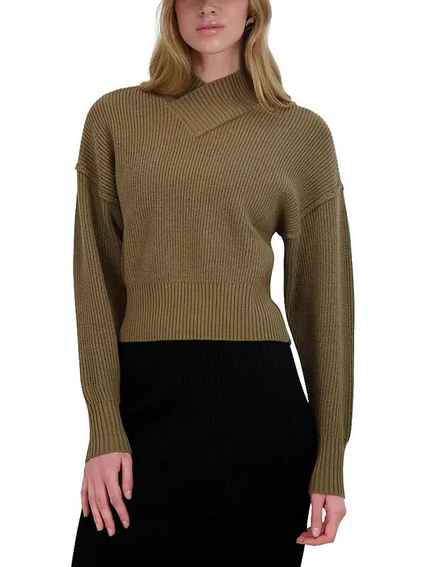 POINT Chunky Knit Pullover Sweater - Gold Olive