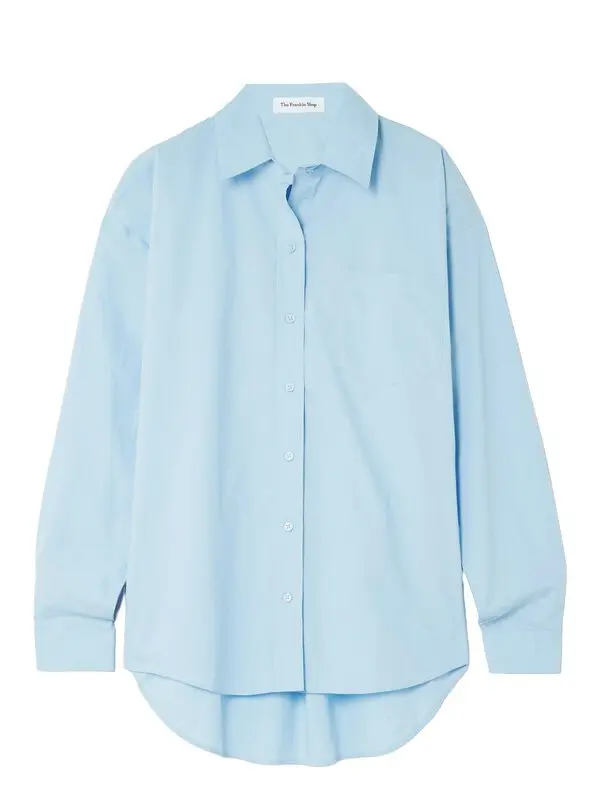 THE FRANKIE SHOP Ornella Oversized Asymmetric Cotton-poplin Shirt - Blue