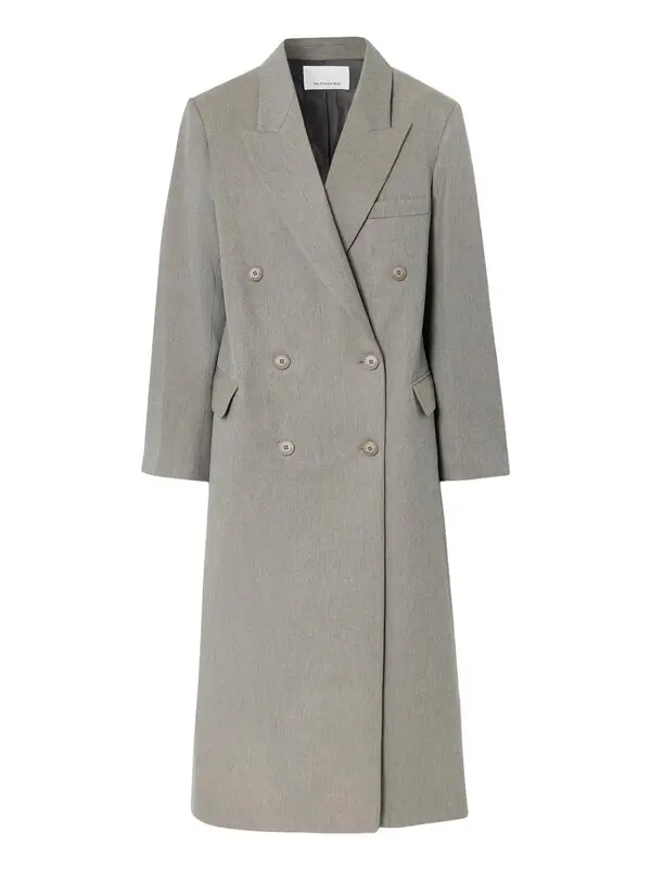 THE FRANKIE SHOP Jane Double-breasted Twill Coat - Gray