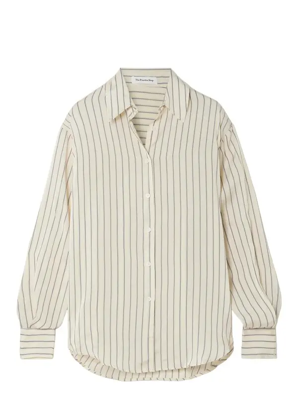 THE FRANKIE SHOP Peri Pinstriped Shirt - Neutrals