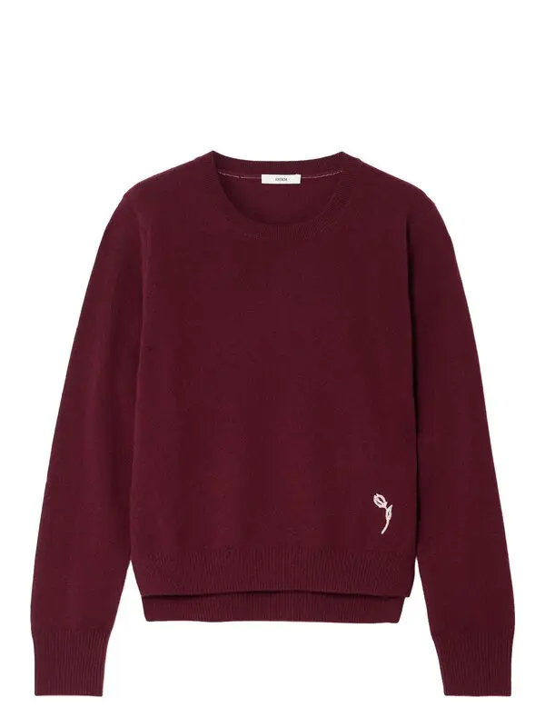Erdem Embroidered Cashmere And Wool-blend Sweater - Red