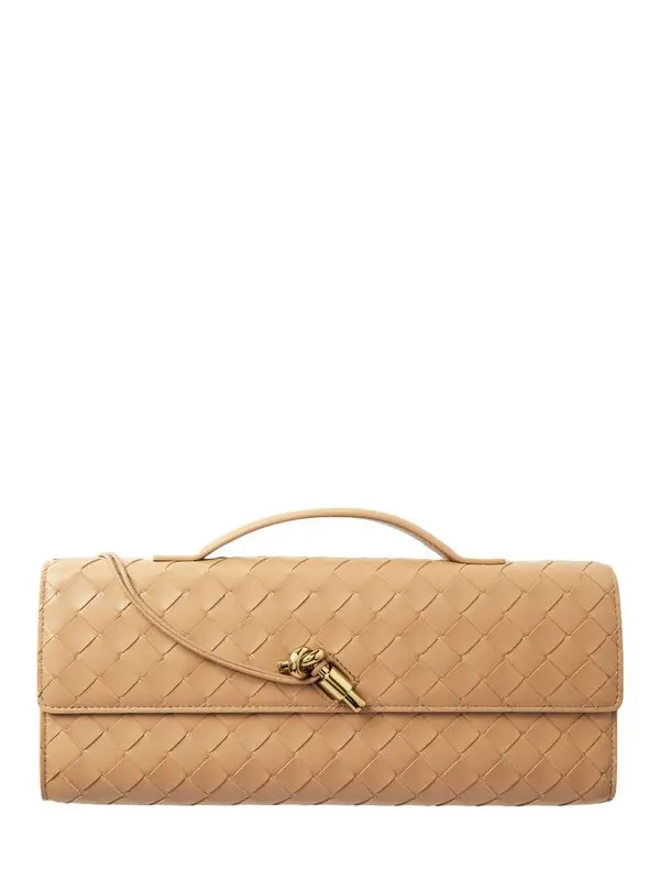 Bottega Veneta Andiamo Long Intrecciato Leather Clutch - Brown