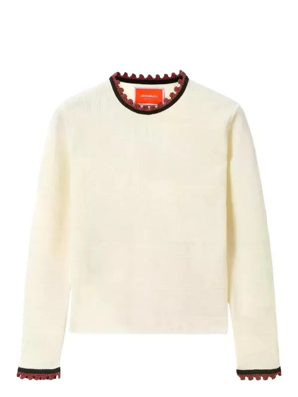 La DoubleJ Scallop-trimmed Wool-blend Sweater - Neutrals