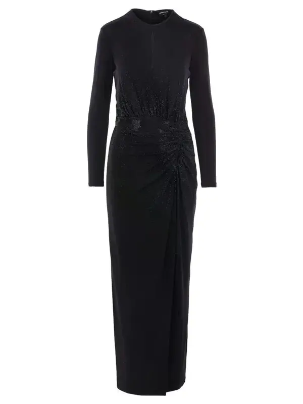 Giorgio Armani Embellished Long-sleeve Maxi Dress - Black