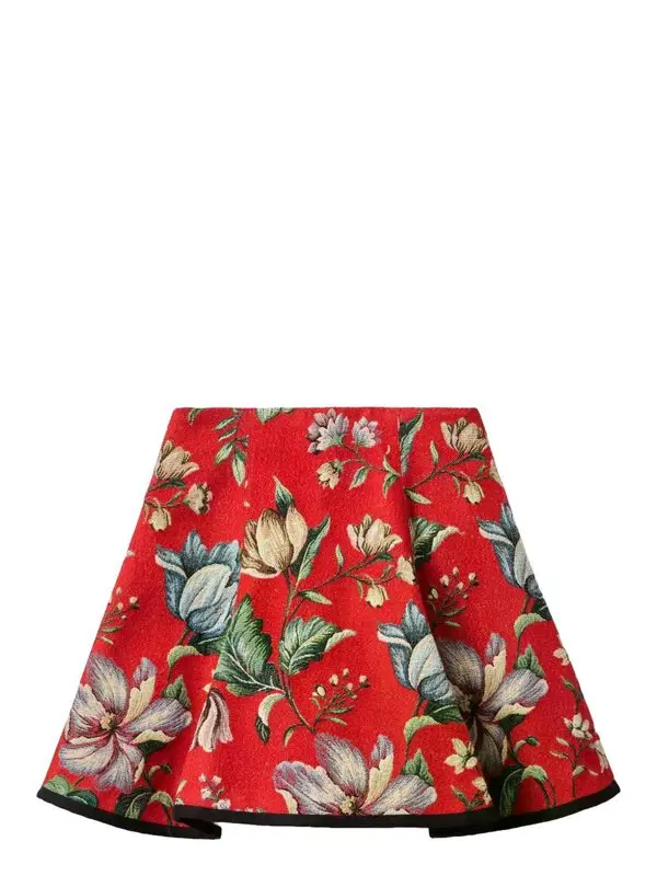 La DoubleJ Dolce Vida Floral-jacquard Skirt - Red