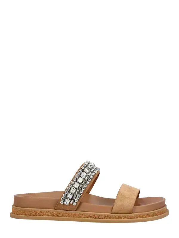 JIMMY CHOO Crystal-embellished Flat Sandals - Neutrals