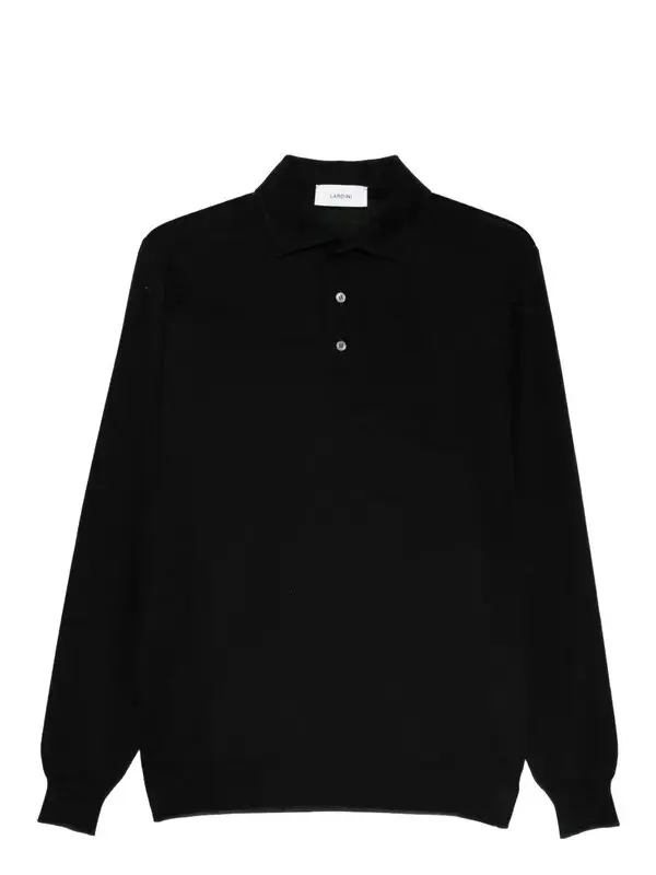 LARDINI Long-sleeve Polo Shirt - Black
