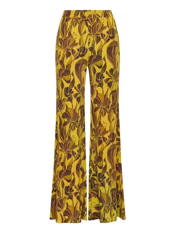 Malìparmi Floral-print Flared Trousers - Yellow