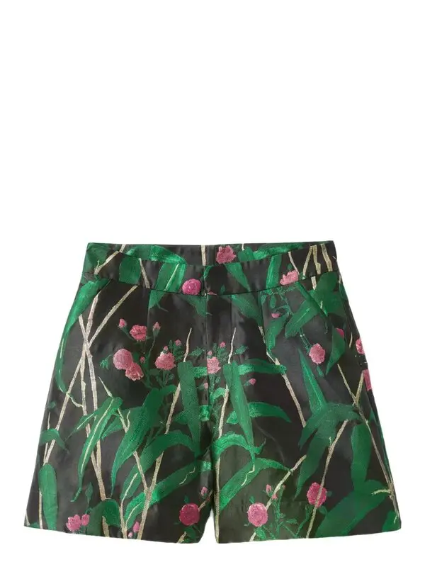 La DoubleJ Floral-print High-waisted Shorts - Black